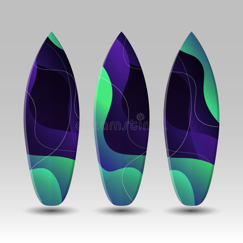 Vector Surfboards Design with Abstract Colorful Geometric Shapes ...