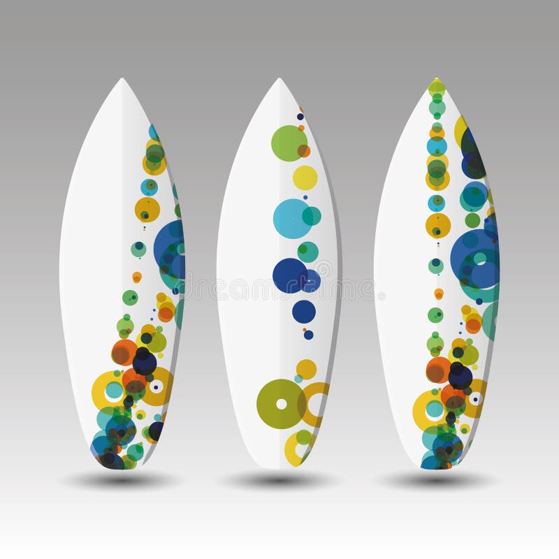 Vector Surfboards Design Template with Colorful Spotted Pattern Stock ...