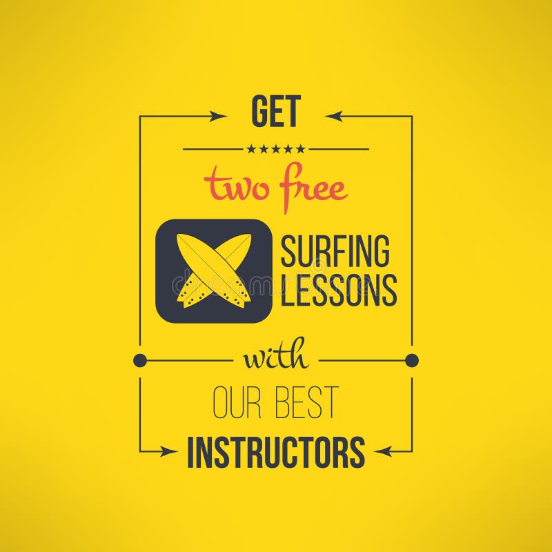 Vector Surfing Lesson Ad Flyer with Lettering Stock Vector ...