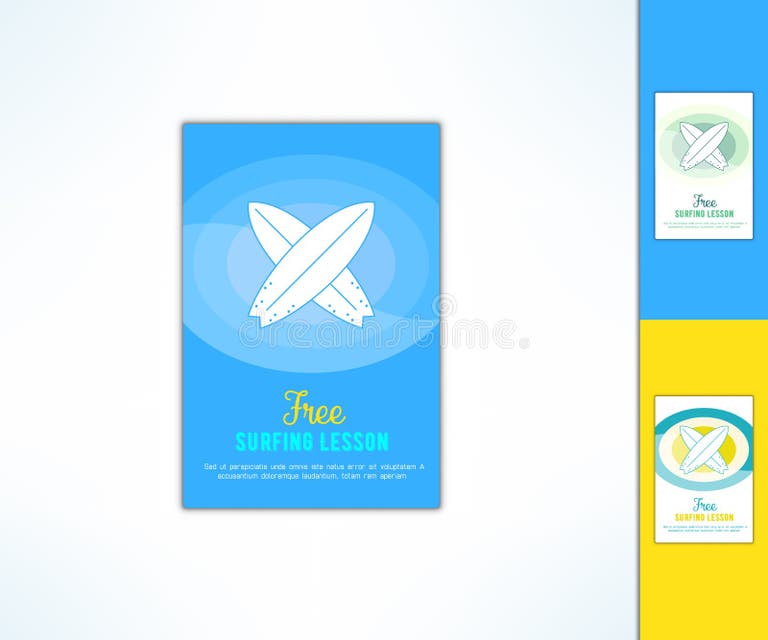 Vector Surfing Lesson Ad Flyer with in Modern Flat Design. Surf Class ...