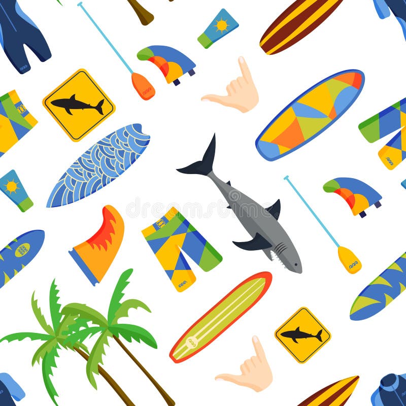 Vector surfing pattern. stock vector. Illustration of isolated - 83063502