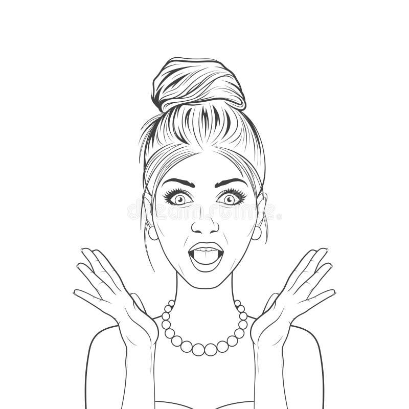 Vector Surprised Woman in the Pop Art Comics Style. Stock Vector ...
