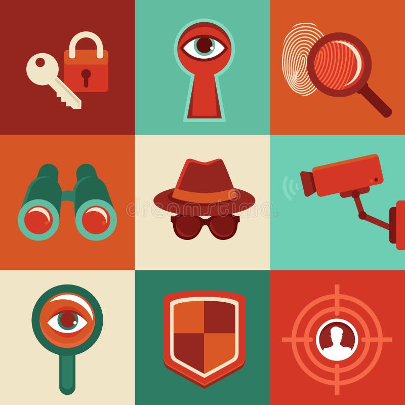 Vector Surveillance Concepts -icons in Flat Style Stock Vector ...