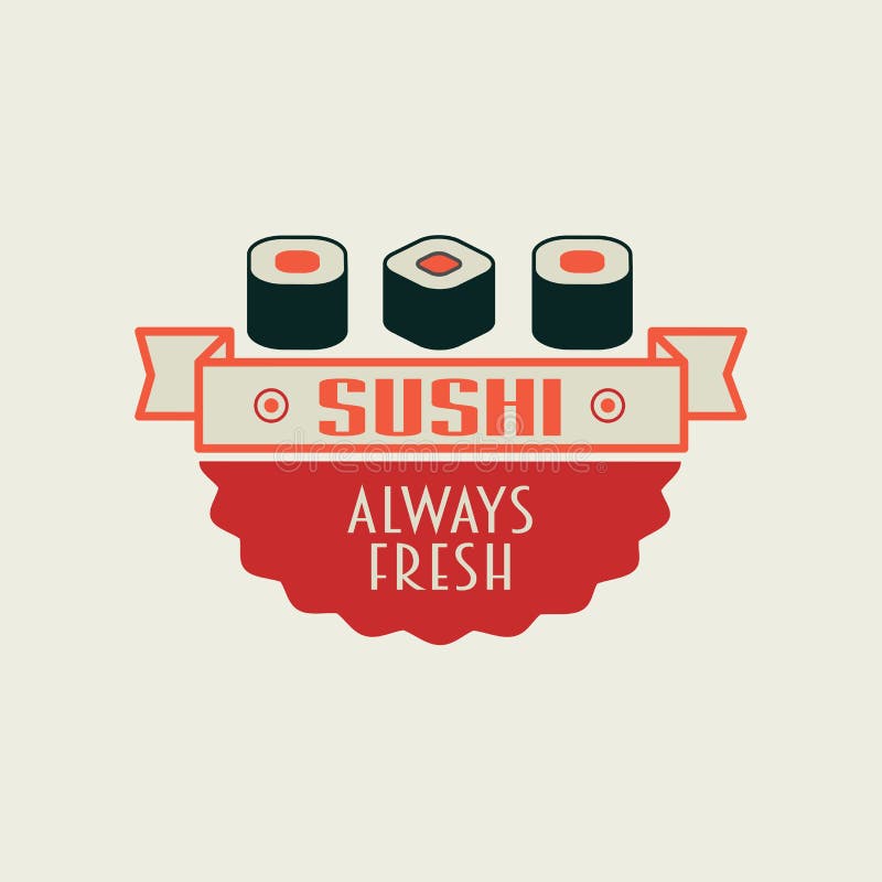 Vector Sushi Logotypes Set. 9 Logos with Sushi Rolls and Chopsticks ...