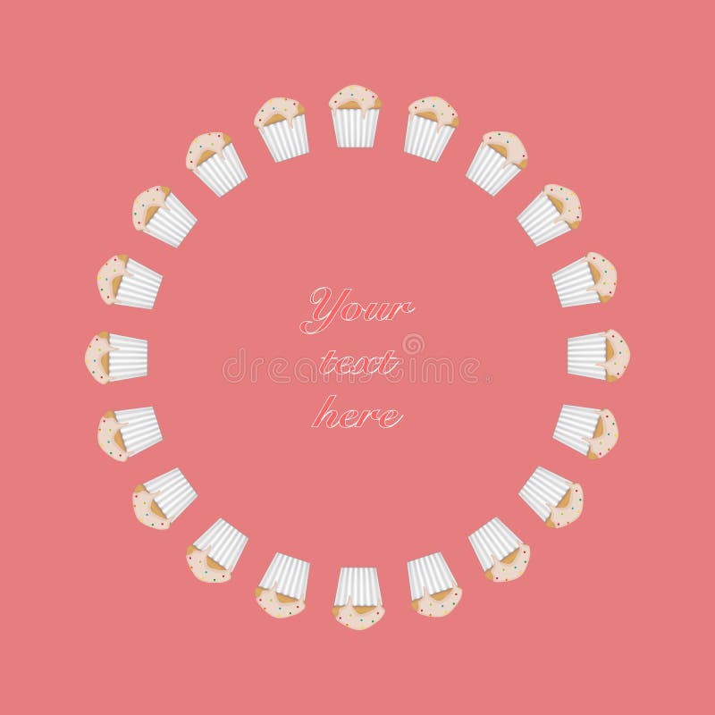 Vector Sweet Cupcake Circle Frame Stock Vector - Illustration of ...