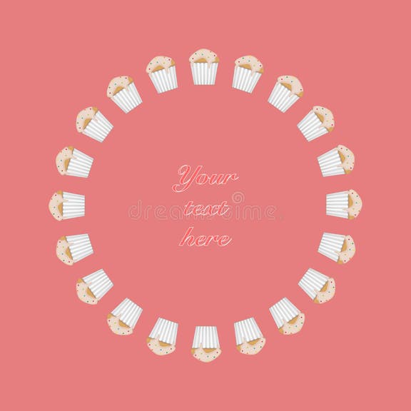 Vector Sweet Cupcake Circle Frame Stock Vector - Illustration of ...