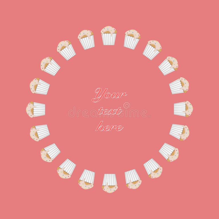 Vector Sweet Cupcake Circle Frame Stock Vector - Illustration of ...