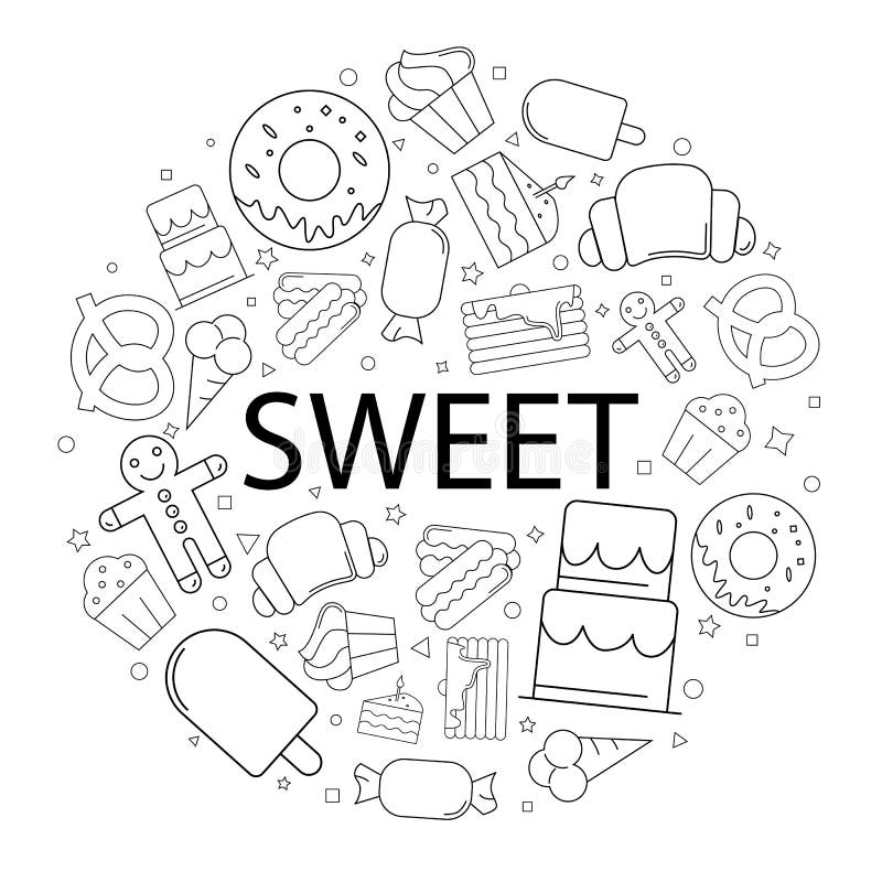 Vector Sweet Pattern with Word. Sweet Background Stock Vector ...
