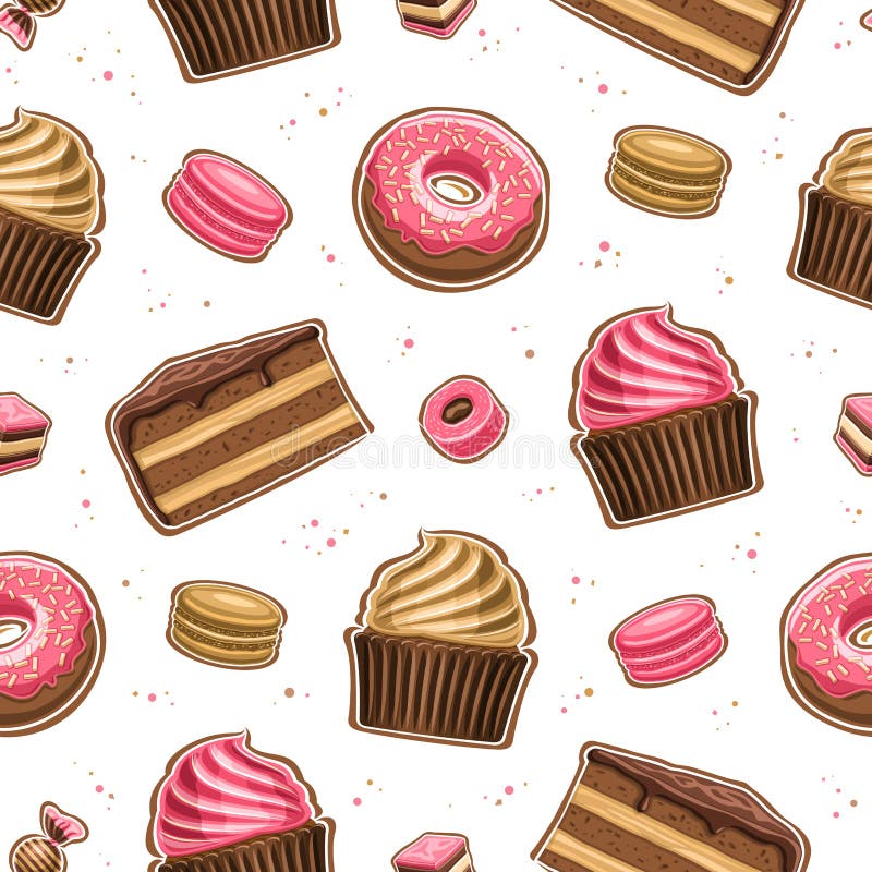 Vector Sweet Seamless Pattern Stock Vector - Illustration of cream ...