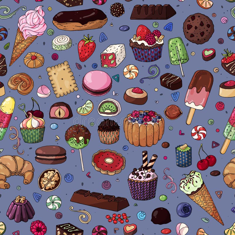 Sweets pattern colored stock vector. Illustration of collection - 110760894