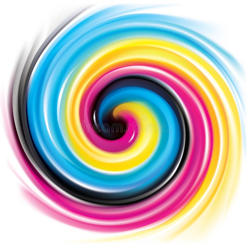 Vector Swirl Background of Primary Colors Printing Process: CMYK Stock ...