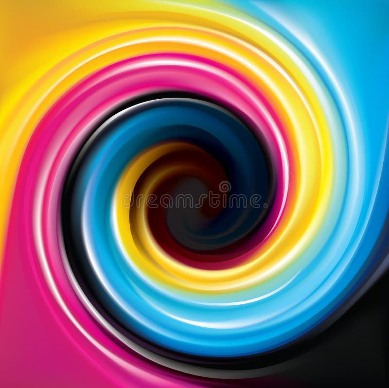 Vector Swirl Background of Primary Colors Printing Process: CMYK Stock ...