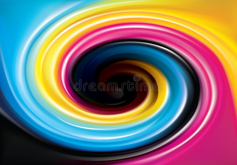 Vector Swirl Background of Primary Colors Printing Process (CMYK Stock ...