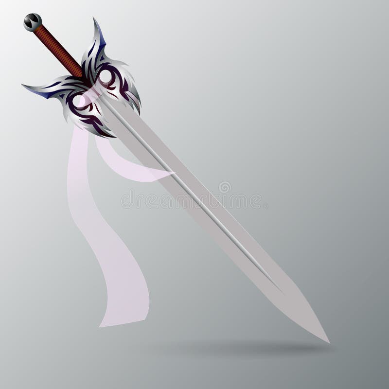 Vector Sword Gothic Tattoo with Floral Element and Rope. Stock Photo ...