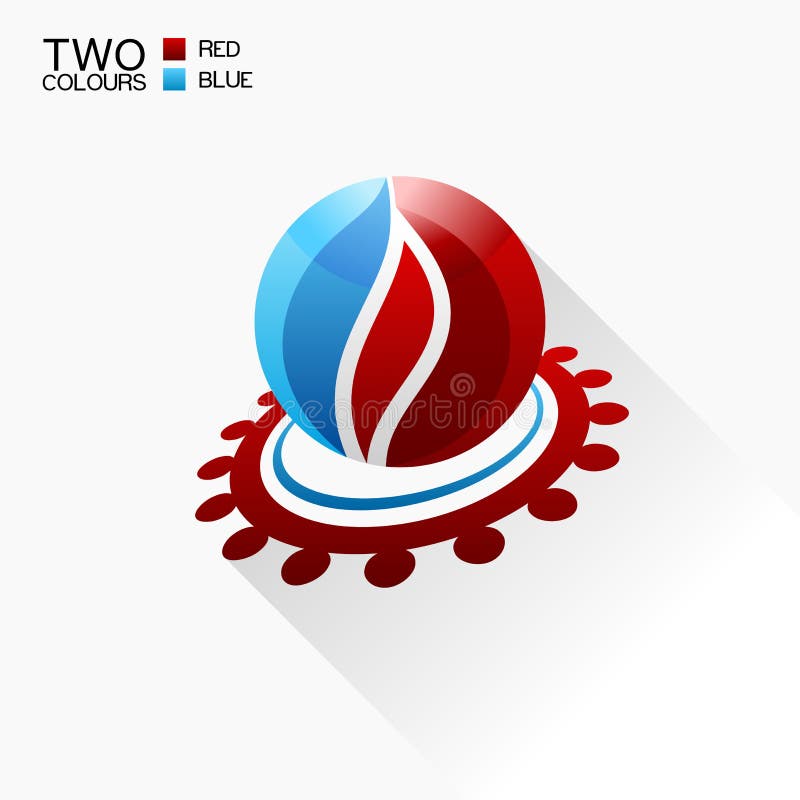 Vector Symbol Fire. Red and Blue Round Glass Icon with Shadow Stock ...