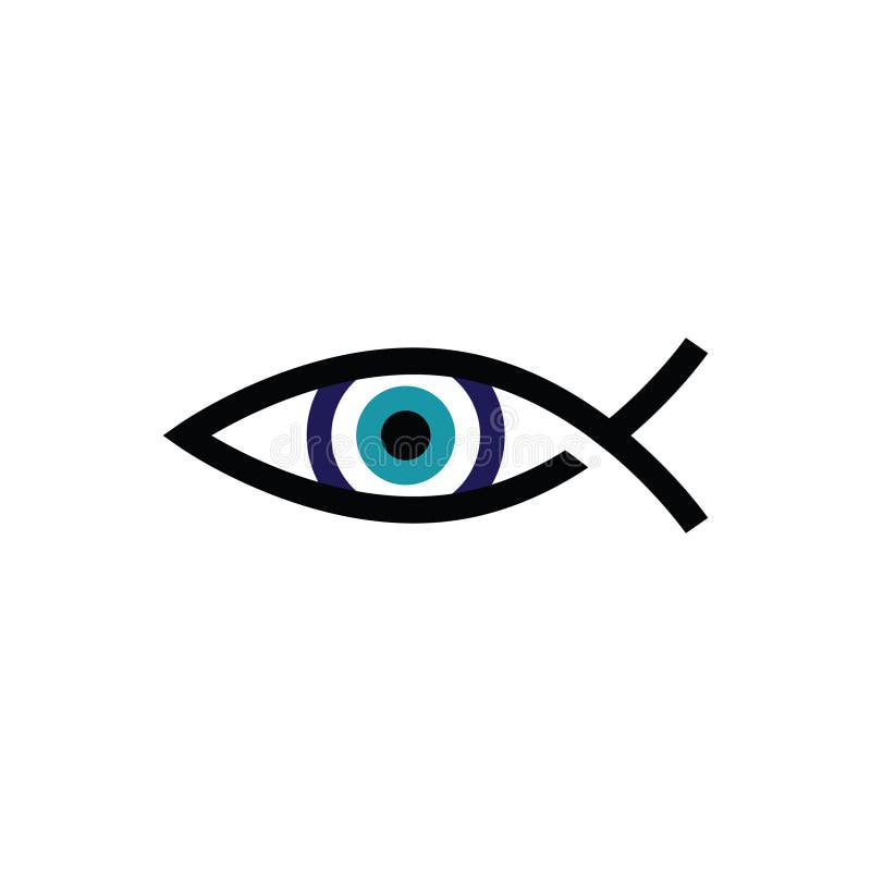 Vector Symbol of Ichthys Fish and Evil Eye Amulet. Stock Vector ...