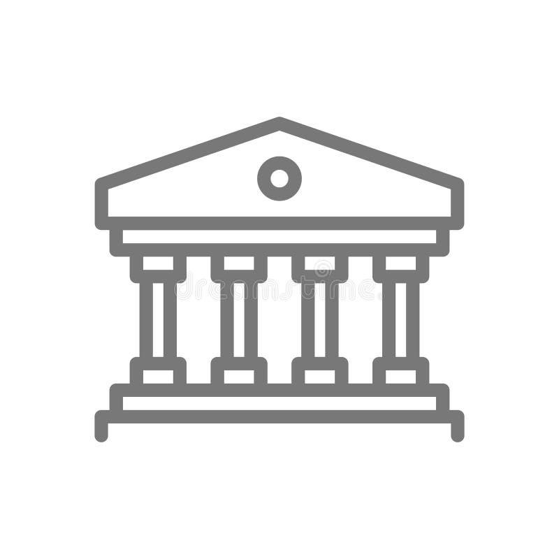 Simple Building with Columns Line Icon. Symbol and Sign Vector ...