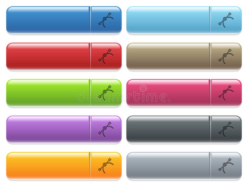 Vector Symbol Icons on Color Glossy, Rectangular Menu Button Stock ...