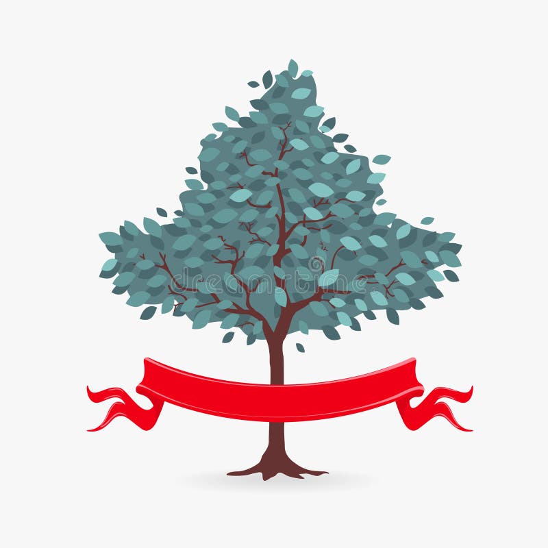 Vector Symbol Tree and Ribbon Stock Vector - Illustration of ribbon ...