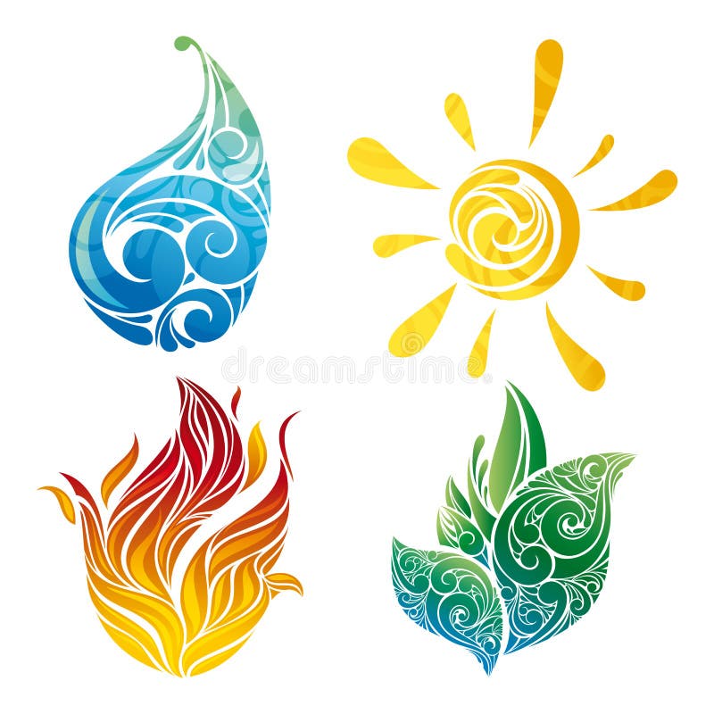 Vector symbols of elements stock vector. Illustration of fire - 24145797