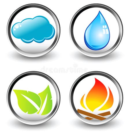 Vector Symbols of Four Elements of Nature Stock Vector - Illustration ...