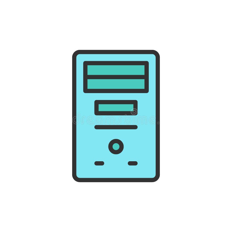 Vector System Unit, Computer Case, Console Flat Color Line Icon. Stock ...