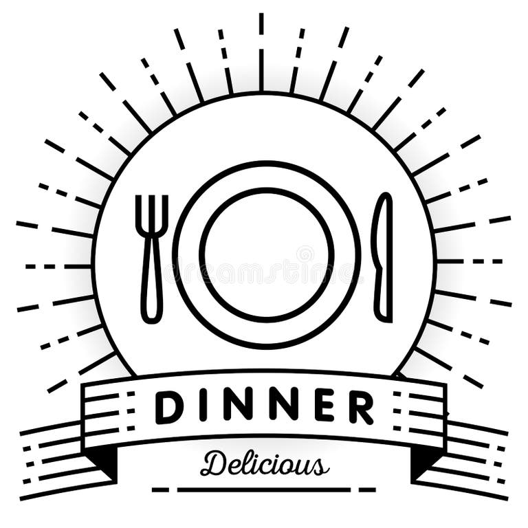 Vector Table Service Icon with Linear Style Stock Vector - Illustration ...