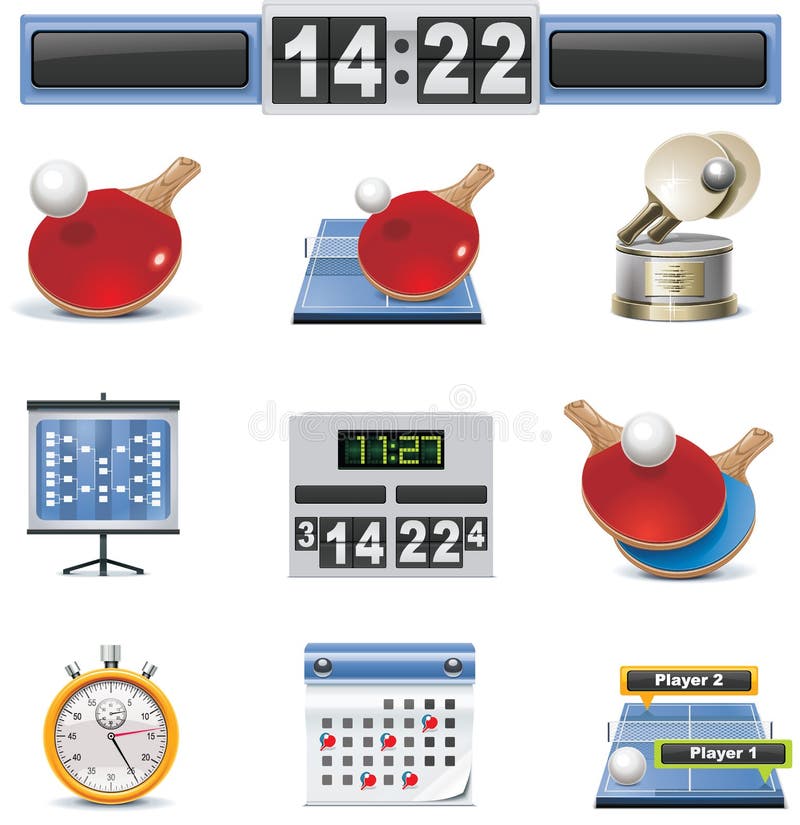 Vector Table Tennis Icon Set Stock Vector - Illustration of tennis ...