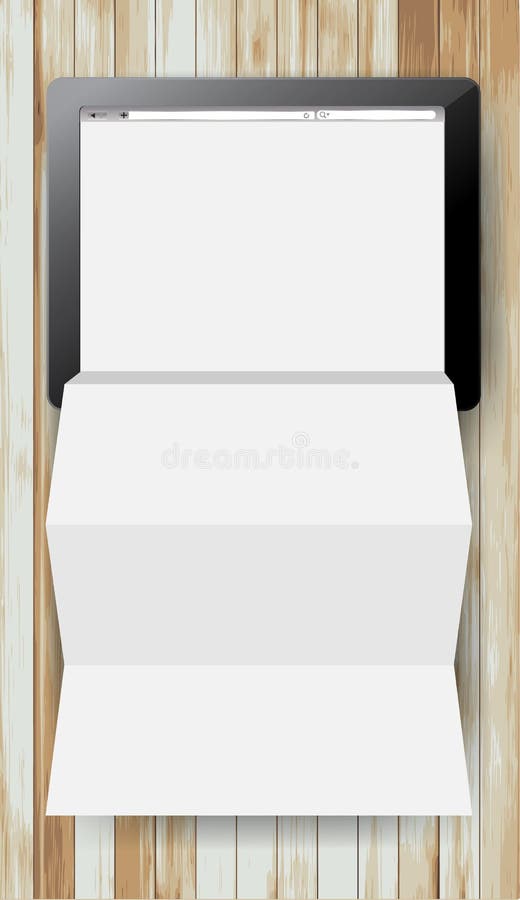 Vector Tablet Computer with Creative Folded Paper Stock Illustration ...