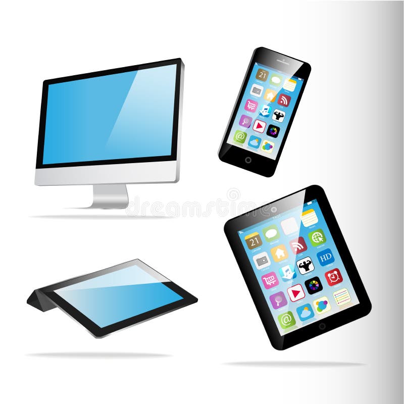 Laptop, Phone and Tablet Pc. Electronic Devices Stock Illustration ...