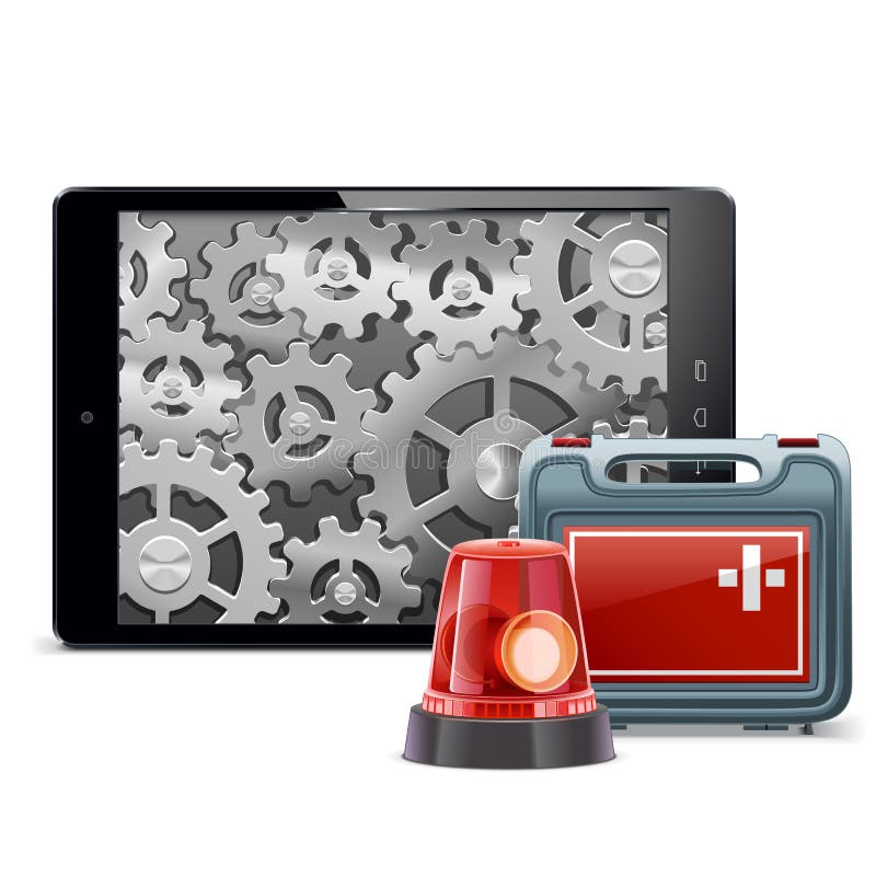 Vector Tablet PC with Emergency Kit Stock Vector - Illustration of ...