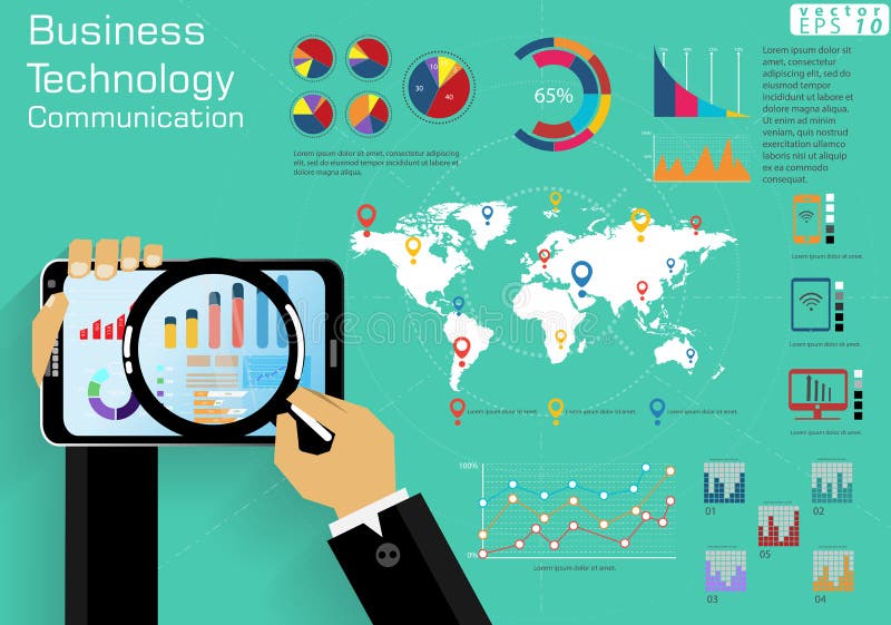 Tablet Technology Business Communication Across World Modern Idea and ...