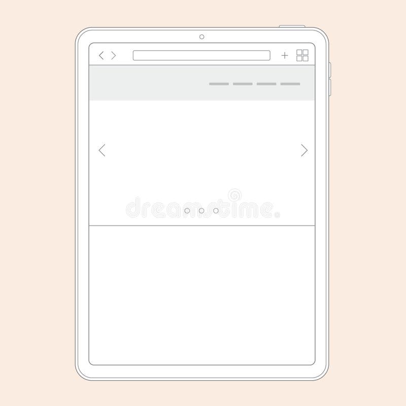 Vector Tablet Wireframe with UI Slides Stock Vector - Illustration of ...