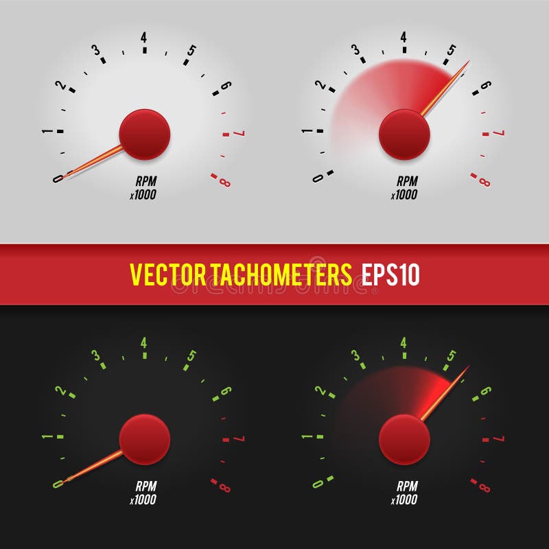 Vector Tachometers Glossy Style Modern Illustration. Stock Illustration ...