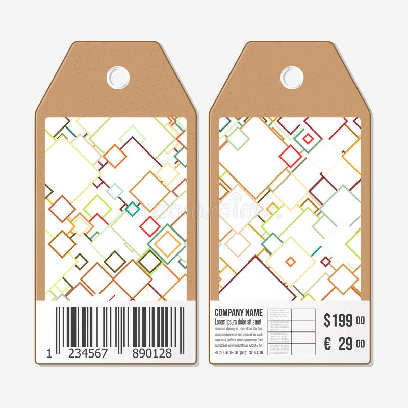 Vector Tags Design on Both Sides, Cardboard Sale Labels with Barcode ...