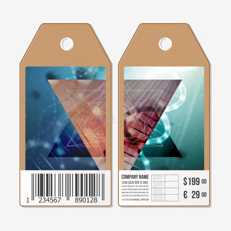 Vector Tags Design on Both Sides, Cardboard Sale Labels with Barcode ...