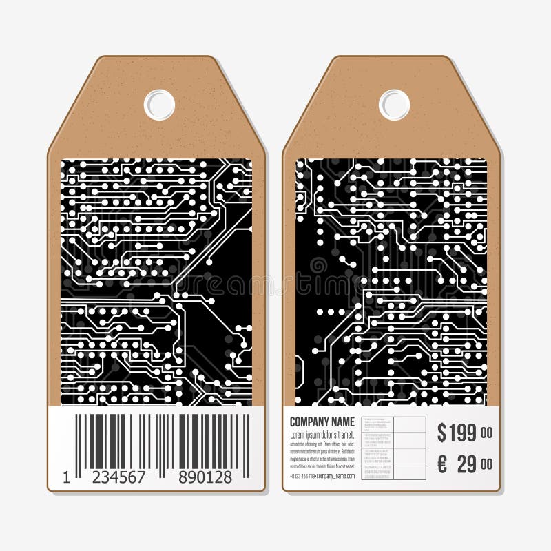 Vector Tags Design on Both Sides, Cardboard Sale Labels with Barcode ...