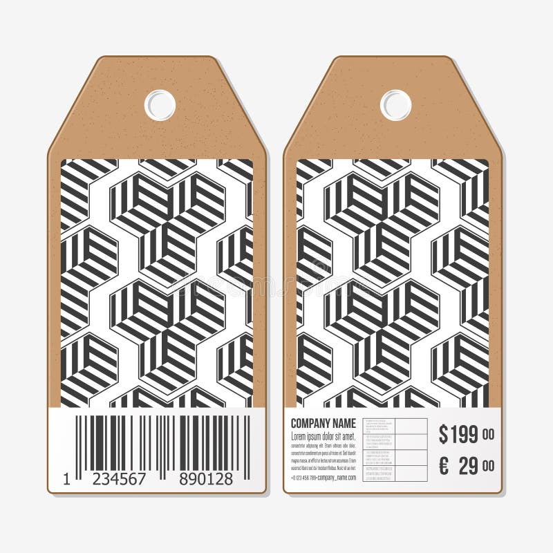 Vector Tags Design on Both Sides, Cardboard Sale Labels with Barcode ...