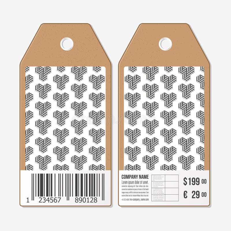 Vector Tags Design on Both Sides, Cardboard Sale Labels with Barcode ...