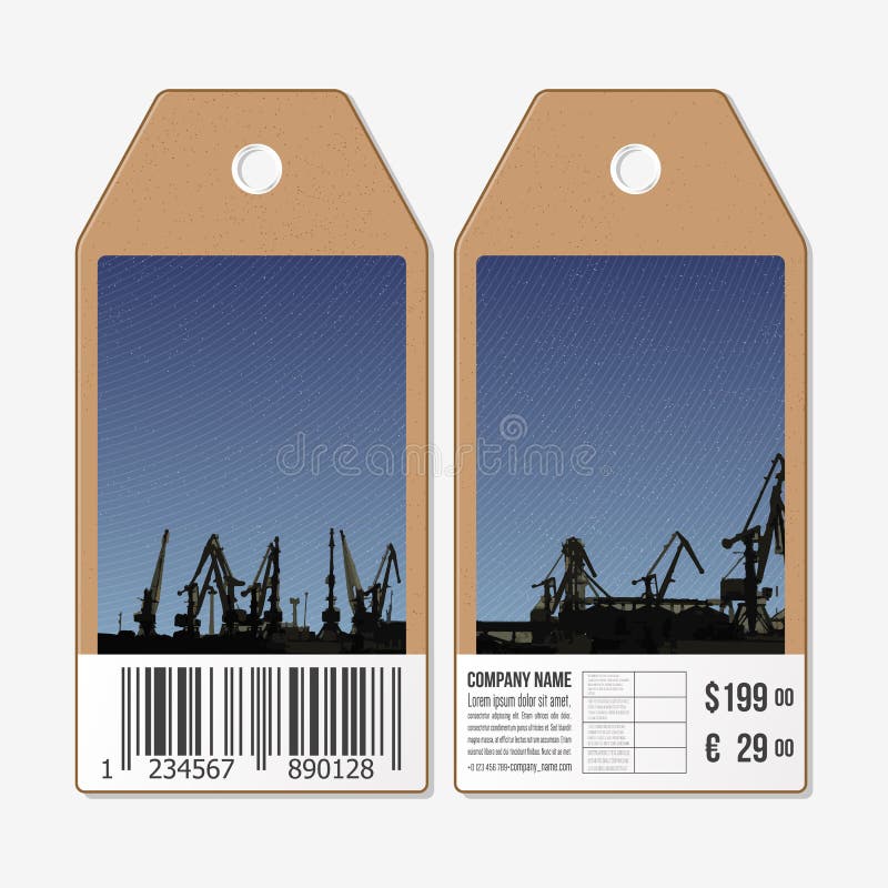 Vector Tags Design on Both Sides, Cardboard Sale Labels with Barcode ...
