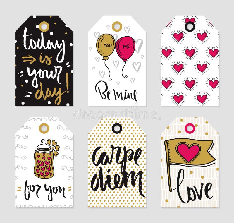 Vector Tags Set of Love Theme Stock Vector - Illustration of decorative ...