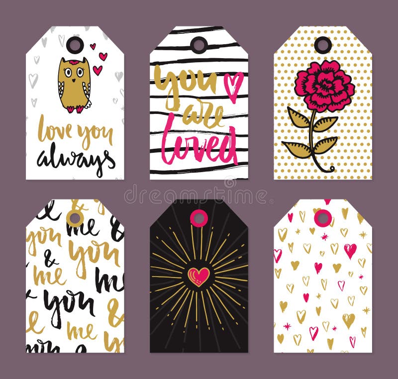 Vector Tags Set of Love Theme Stock Vector - Illustration of black ...