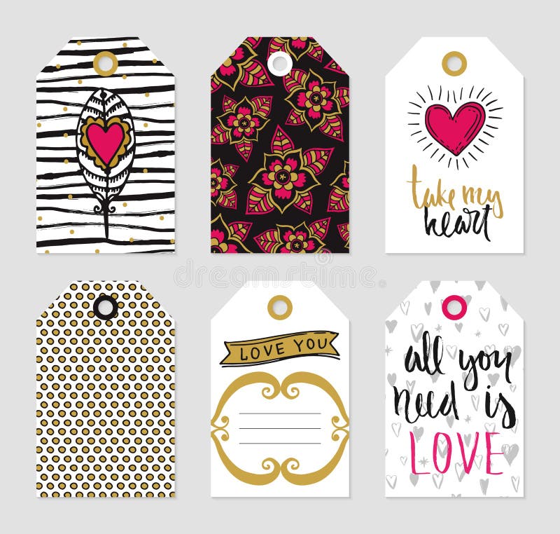 Vector Tags Set of Love Theme Stock Vector - Illustration of black ...