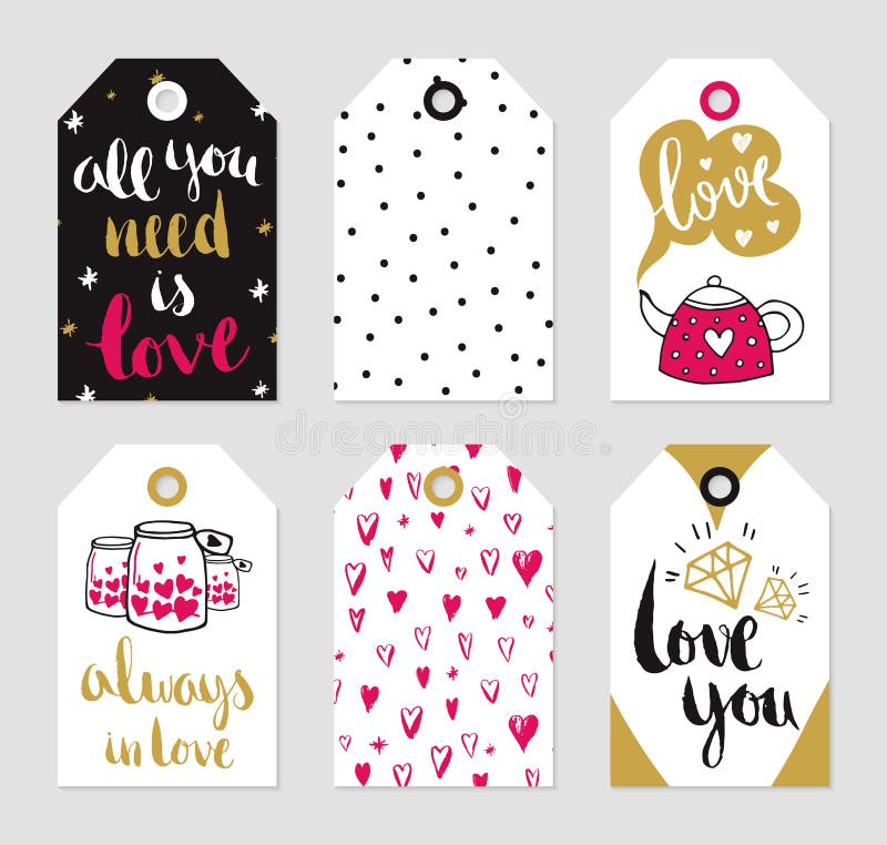 Vector Tags Set of Love Theme Stock Vector - Illustration of poster ...