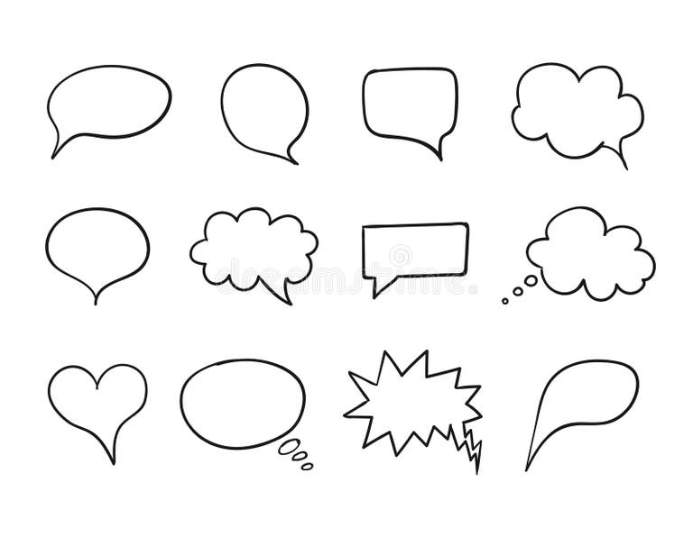 Vector Talk Bubble Set, Speech Box Collection, Hand Drawn Design ...