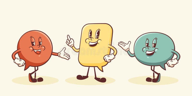 Vector Talk Language Learning Group of Characters Illustration. Groovy ...
