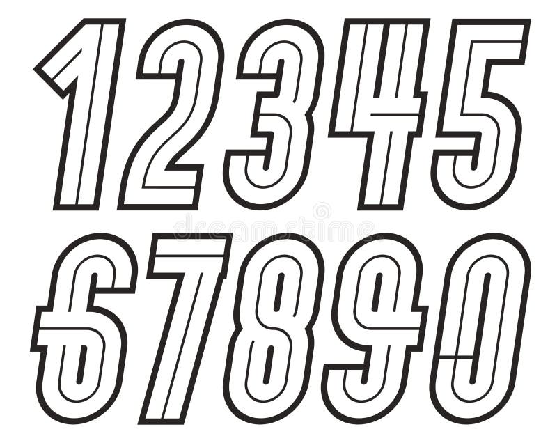 Vector Tall Regular Numbers, Modern Numerals Set. Stock Vector ...
