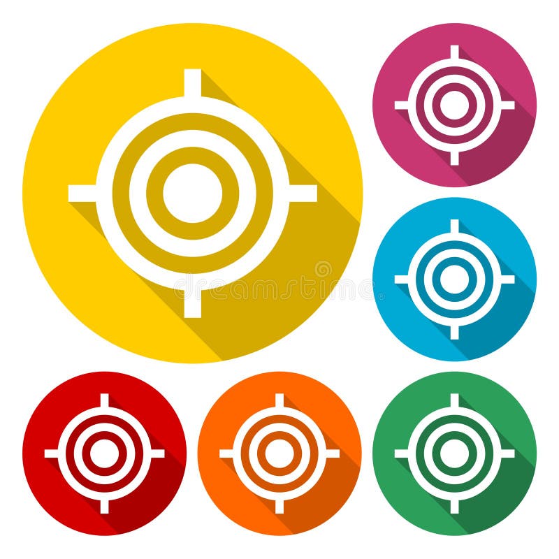 Vector Target Icons Set with Long Shadow Stock Illustration ...