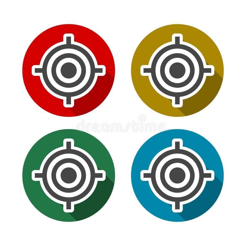 Vector Target Icons Set with Long Shadow Stock Illustration ...