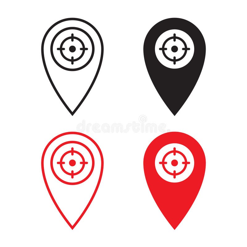 Vector Target Location Pin Icon Set Stock Vector - Illustration of ...